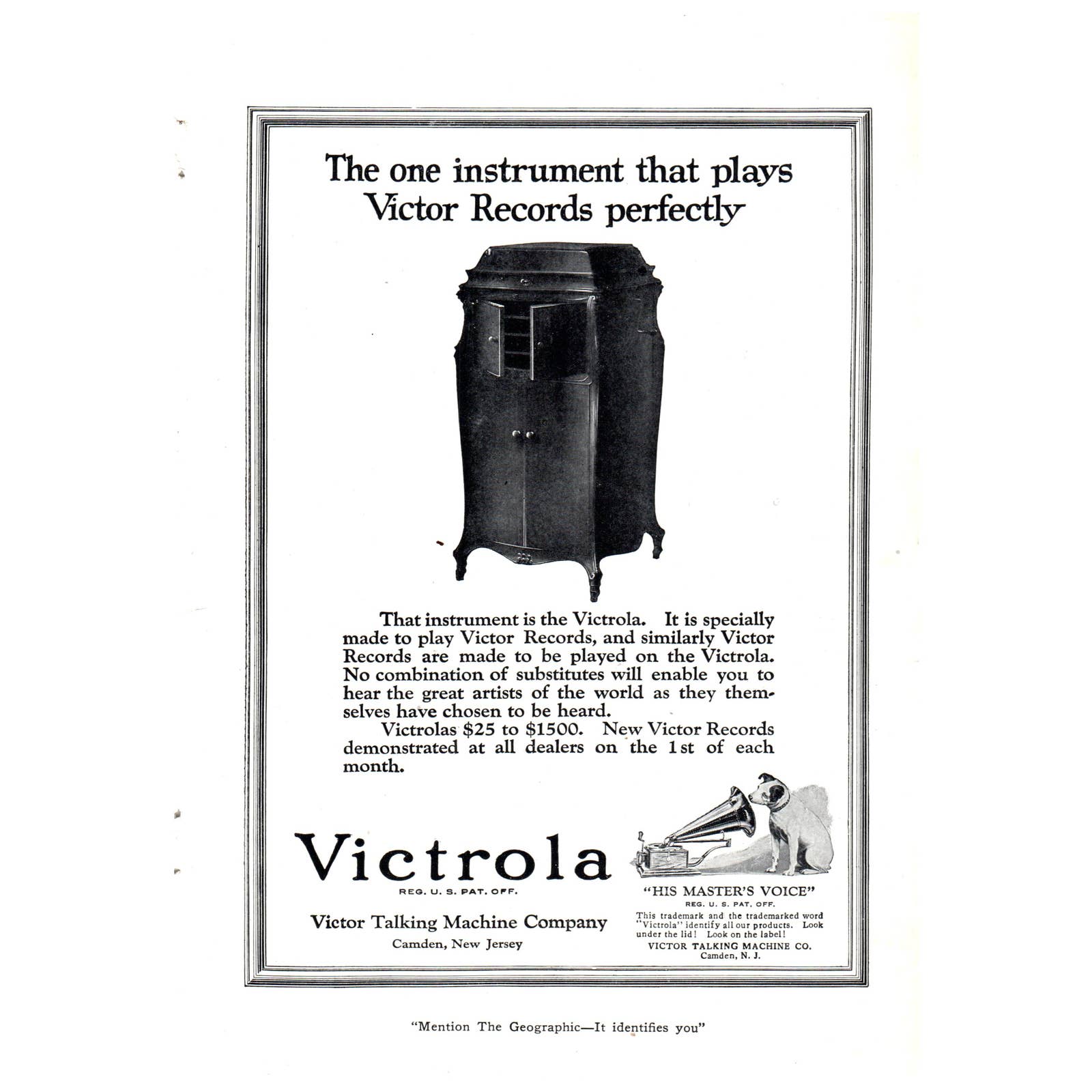 Original 1920s Victrola Victor Talking Machine Magazine Ad Camden NJ A ...