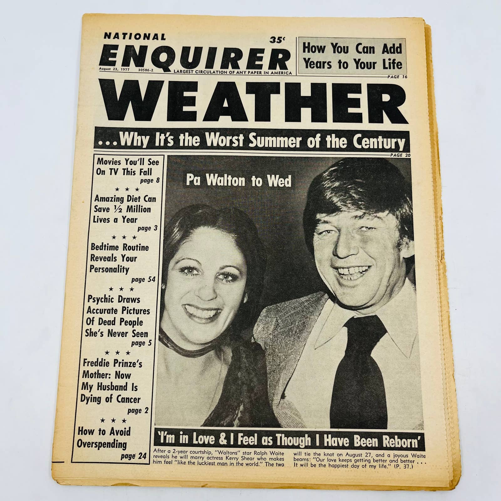 National Enquirer 1977 Ralph Waite Kerry Shear Freddy Prinze Raquel We ...